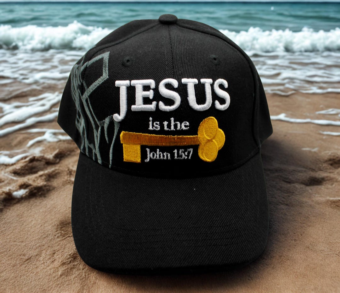 Jesus is the Key Hat. John 15:7 Hat. Black Christian Baseball Cap ...