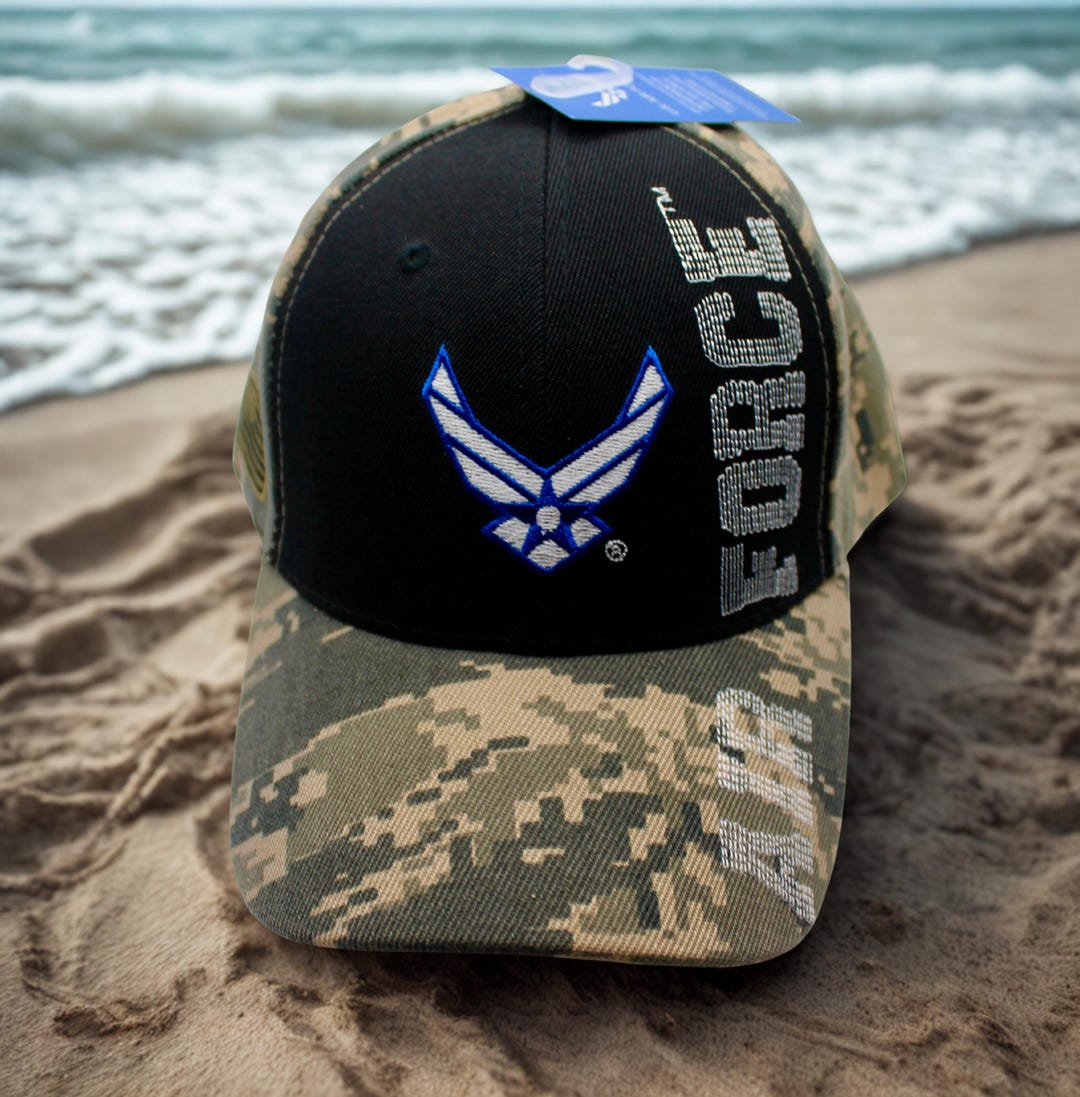 U.S Air Force Baseball Cap, USAF Veteran Cap, USAF Camo and Black Hat ...