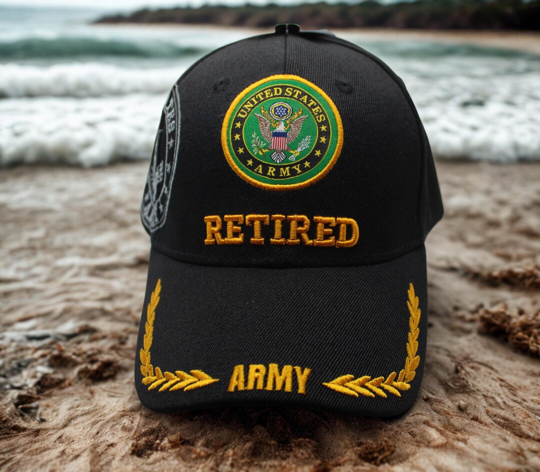 U.S. Army Retired Hat, Black US Army Cap With Embroidered Seal ...