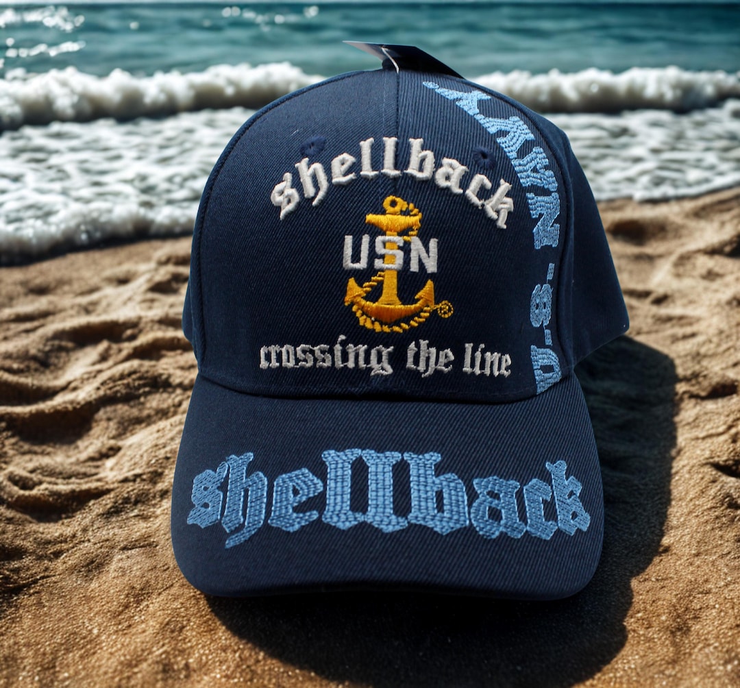 US Navy Shellback Hat – Crossing the Line Commemorative Baseball Cap With Embroidered Anchor ...