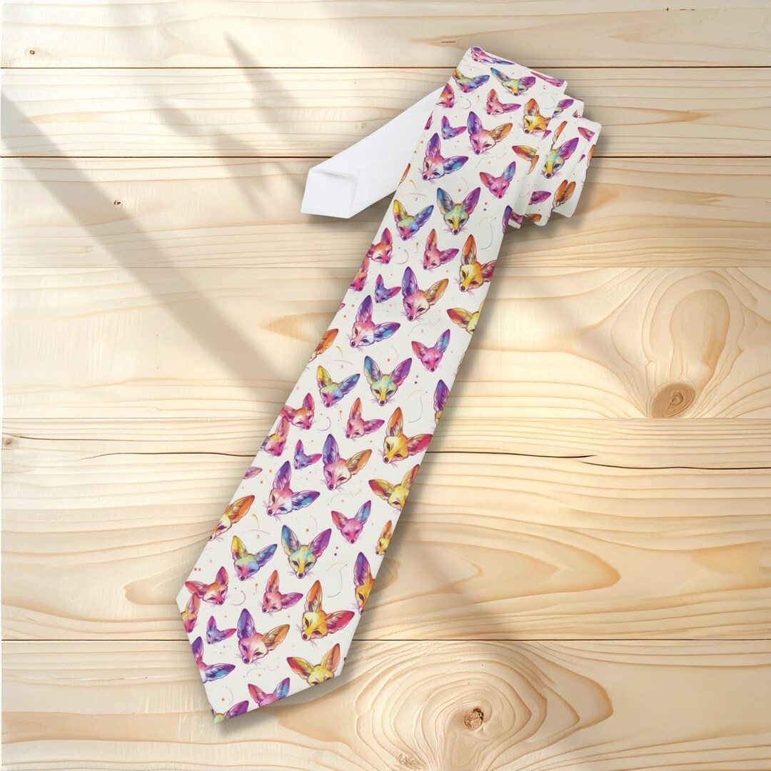 Colorful Fennec Fox Necktie, Animal Pattern | Avant-garde Neckwear - Etsy