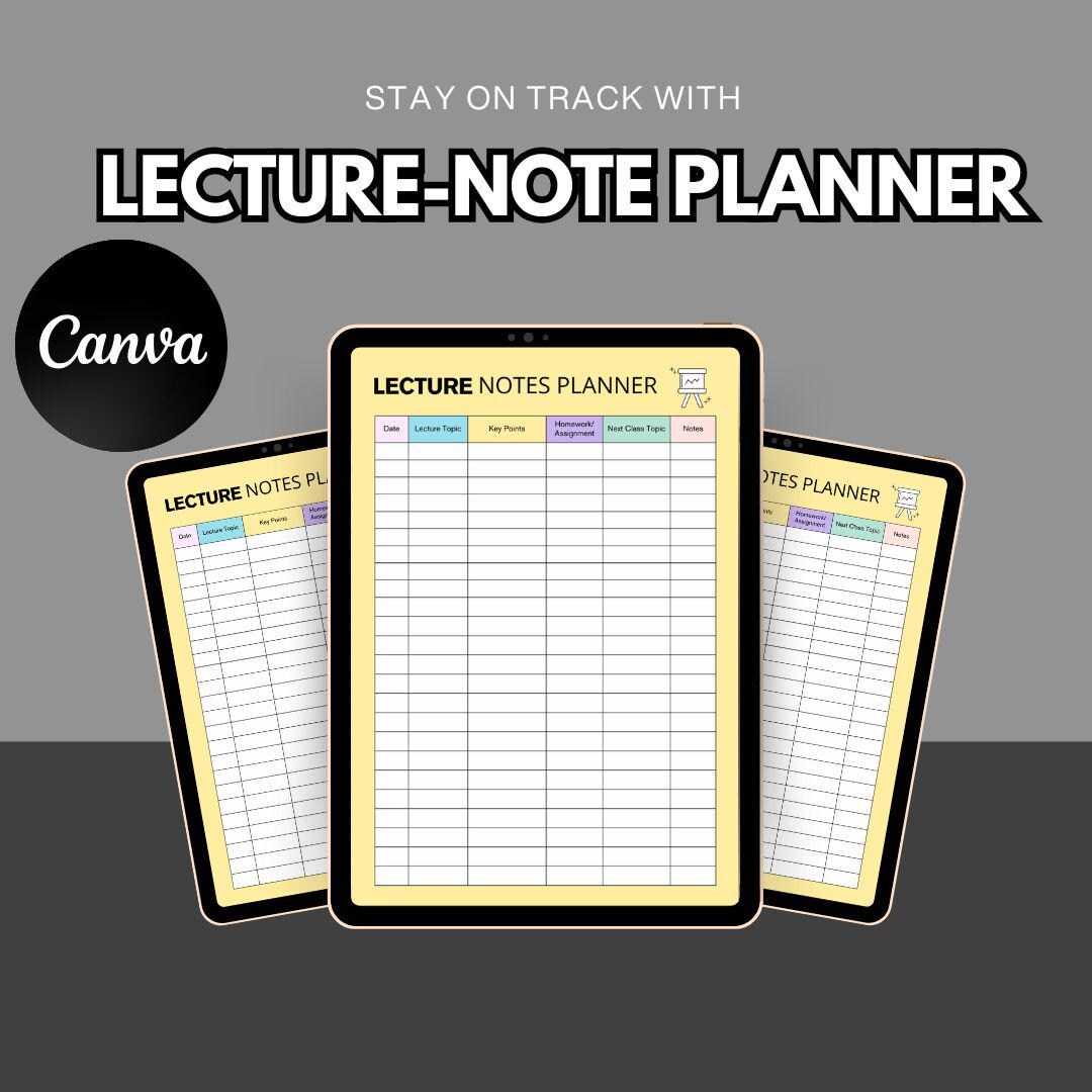 Lecture Notes Planner, Modern Clean Design Notebook for Note-taking ...