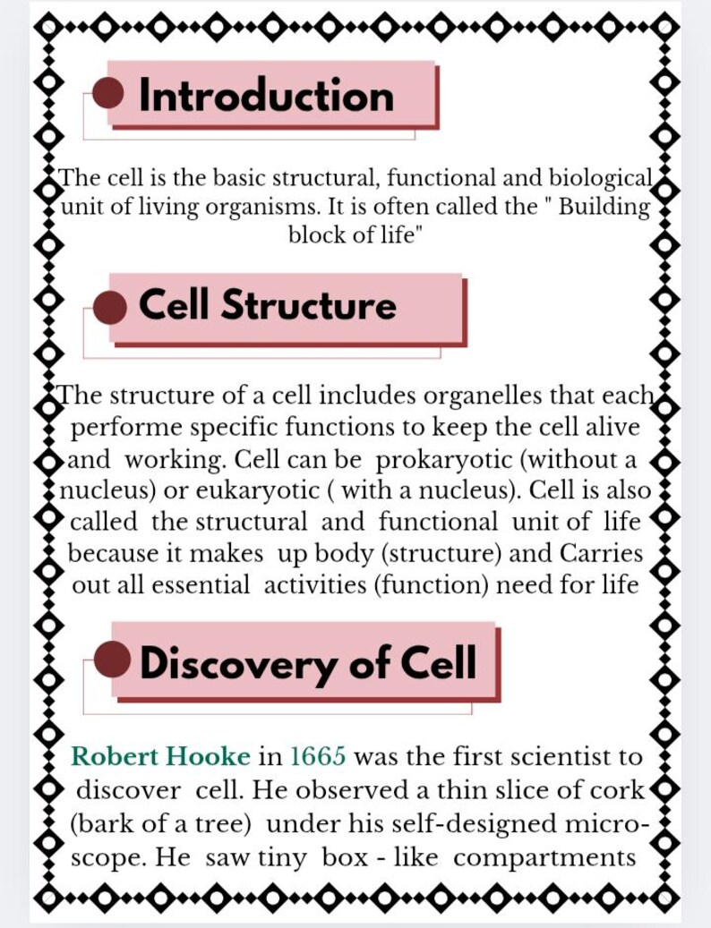 Cell Structure and Function | Printable Biology Notes PDF | Labeled ...