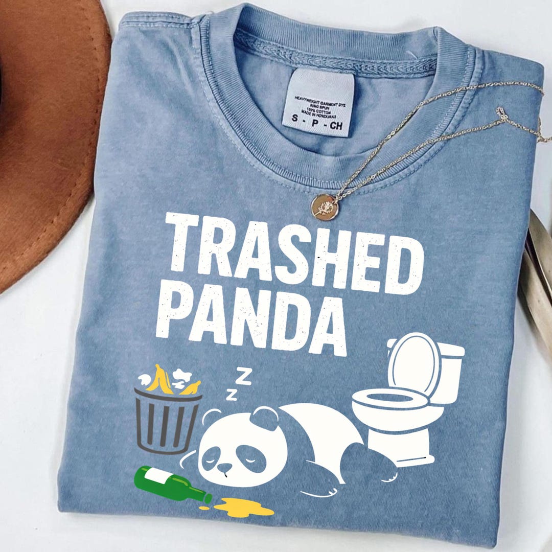 Funny Panda T-shirt – Trashed Drunk Panda Graphic Tee, Hilarious Animal ...