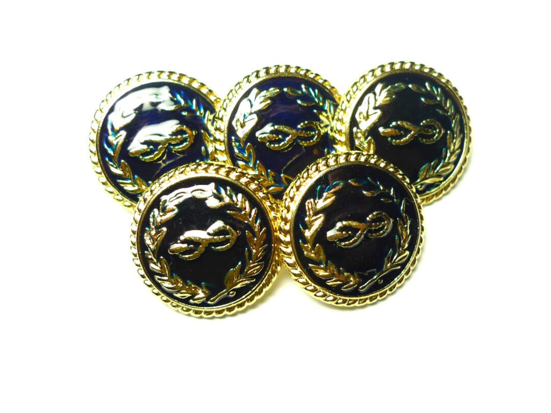 Dark Blue Enamel Metal Buttons 10 Pcs - Etsy Australia