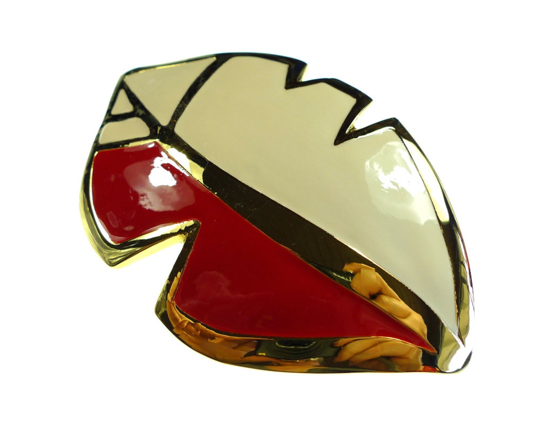 Riemgespen bladrood en crème vintage geëmailleerd goudkleurig - Etsy ...