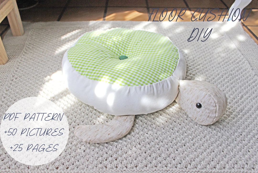 Turtle Floor Cushion Sewing Directions: DIY Plush Pillow (PDF Pattern ...