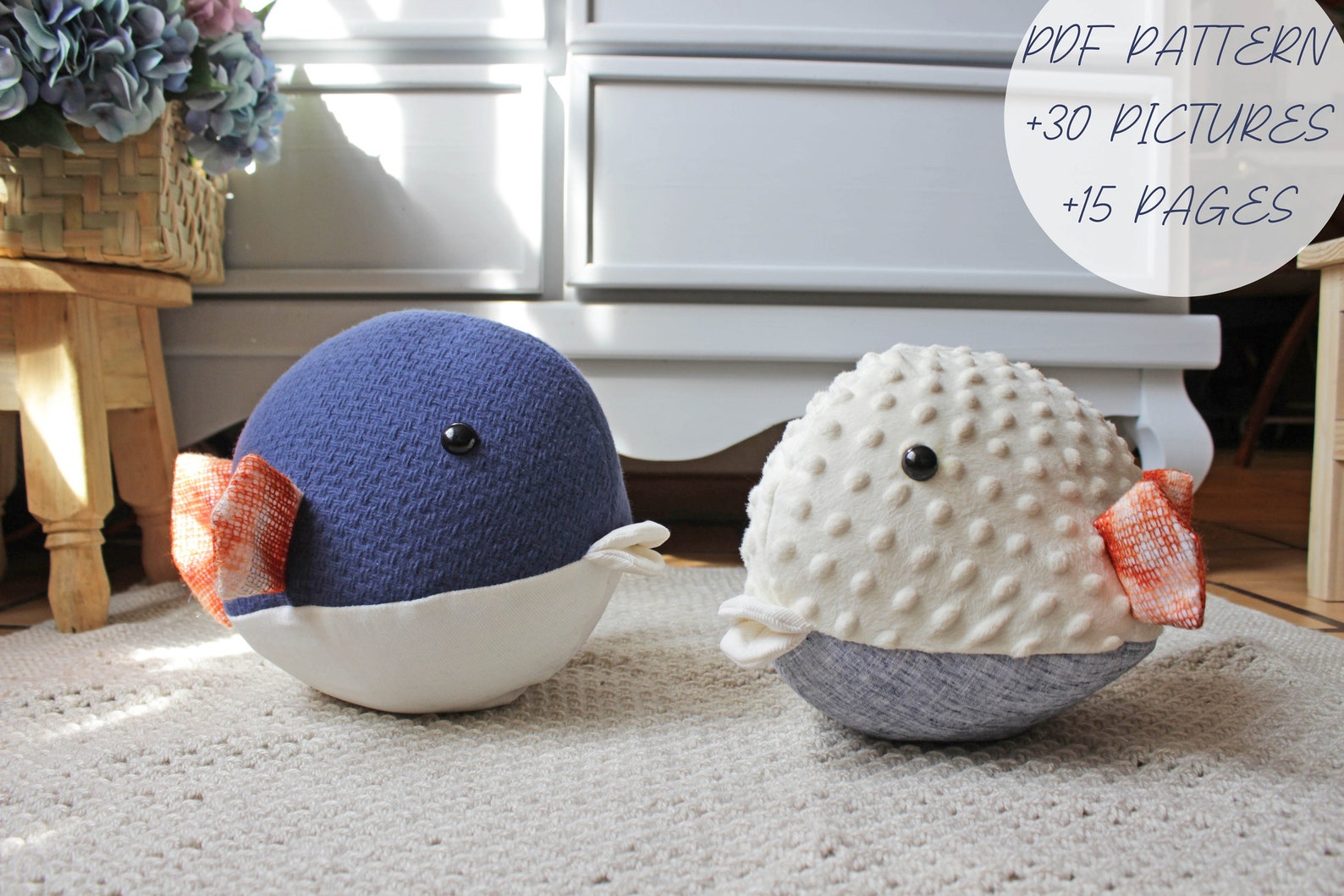 Puffer Fish Soft Toy, PDF Sewing Directions . From Beginners Up, DIY ...