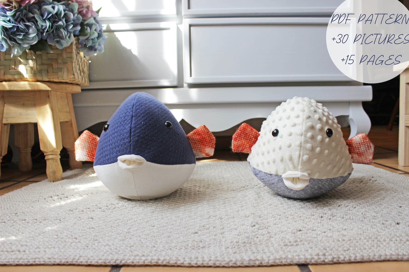 Puffer Fish Sewing Pattern: DIY Soft Toy, Nautical Nursery Decor (PDF ...