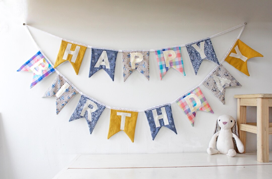 DIY Fabric Birthday Garland Sewing Pattern: Easy Rustic Party Decor ...