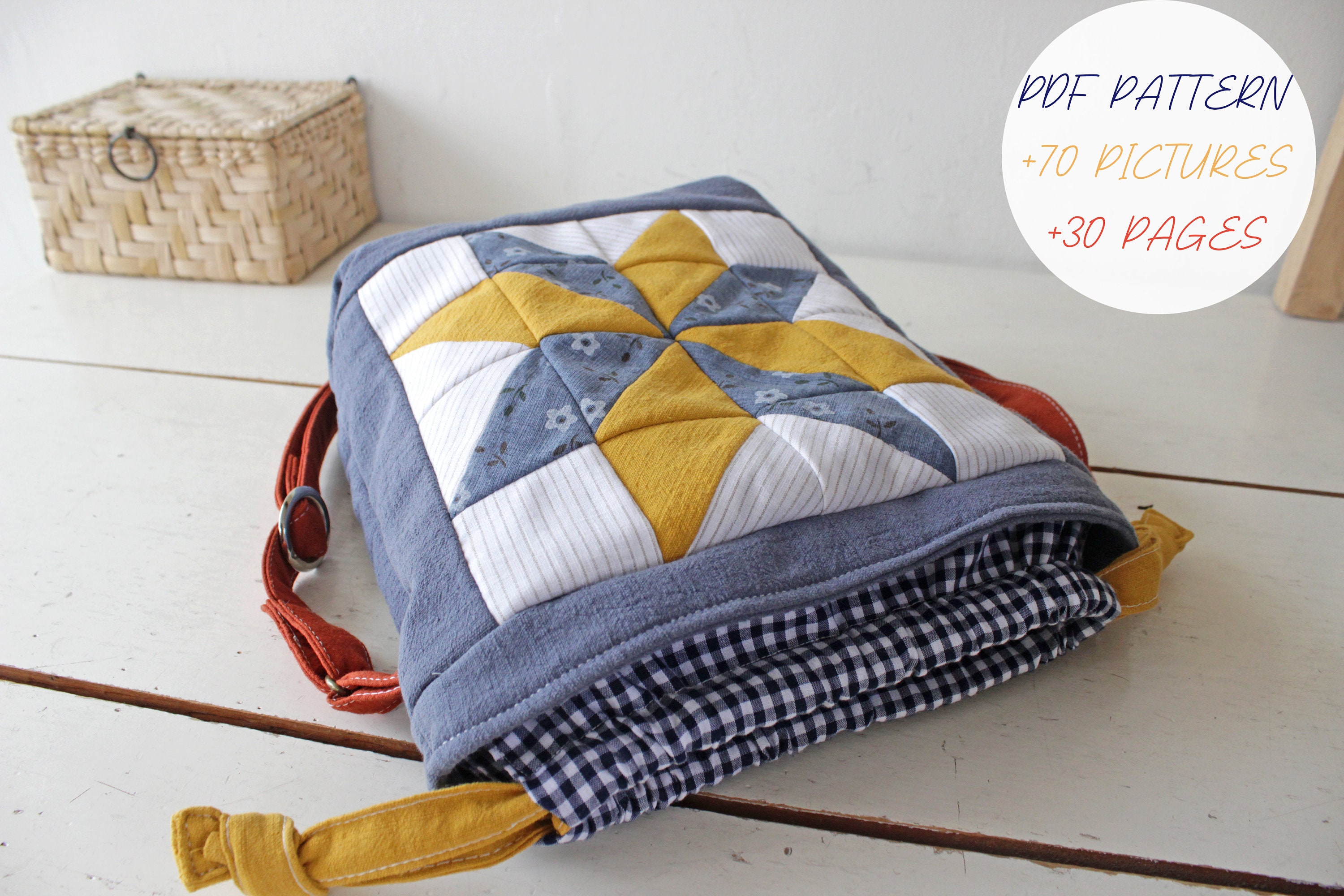 Patchwork Drawstring Bag, PDF Digital Manual, Sewing Directions, DIY ...