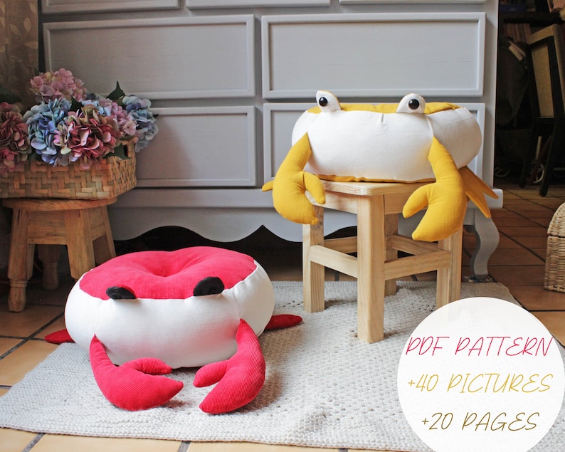 Crab Floor Pillow Sewing Pattern: DIY Nautical Nursery Decor (PDF ...