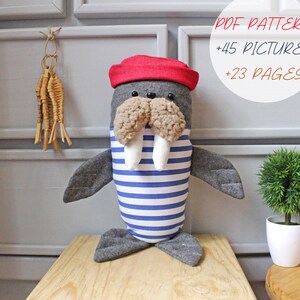 Sailor Walrus Soft Toy, PDF Sewing Directions, DIY Kid Gift, Child Room ...