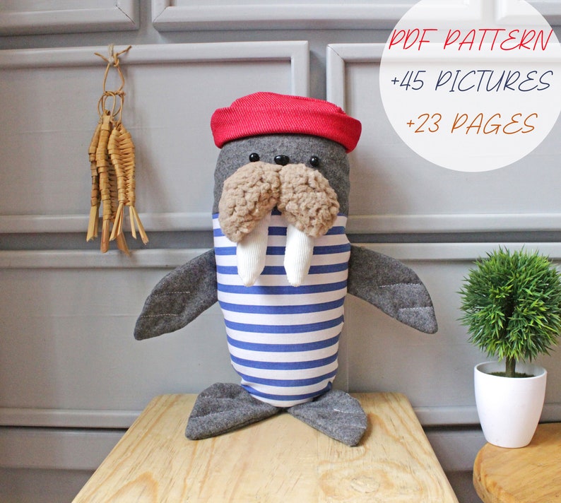 Sailor Walrus Soft Toy PDF Sewing Directions DIY Kid Gift - Etsy