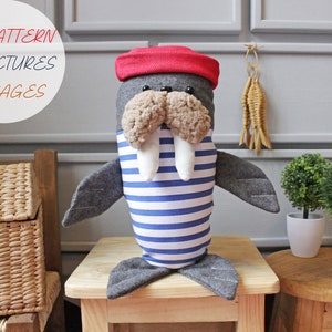 Sailor Walrus Soft Toy, PDF Sewing Directions, DIY Kid Gift, Child Room ...