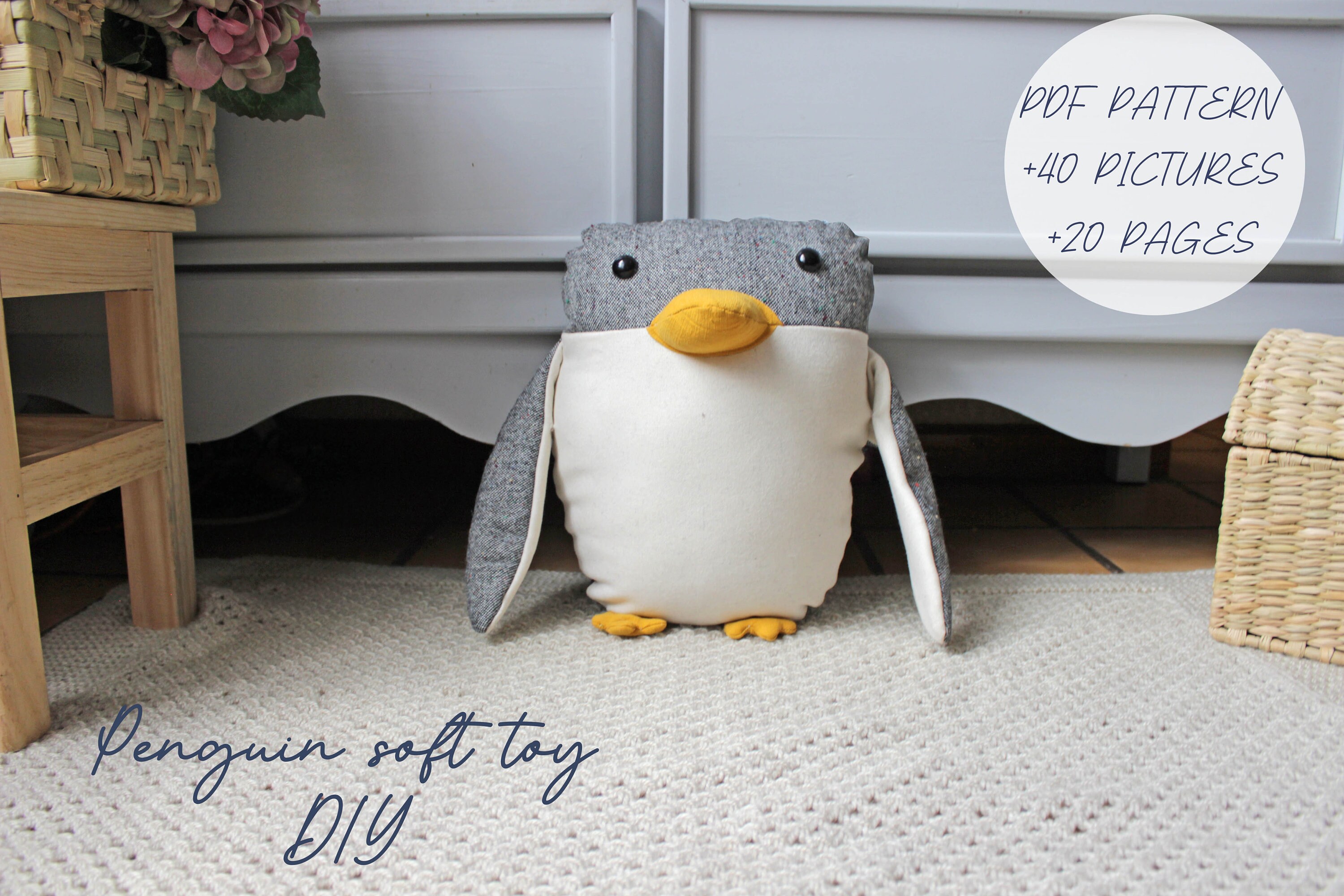 Penguin Soft Toy, PDF Sewing Directions,from Beginners Up, DIY Baby ...