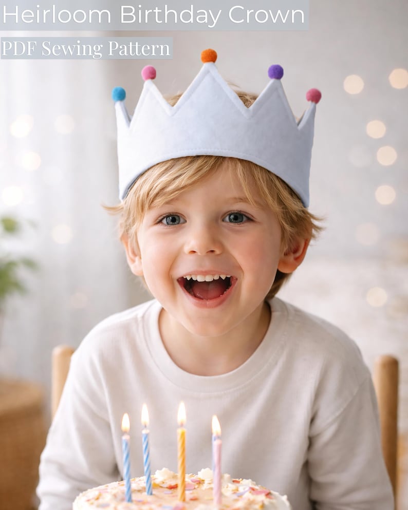 Fabric Crown Sewing Pattern PDF | Kids & Adult Sizes | Birthday Crown ...