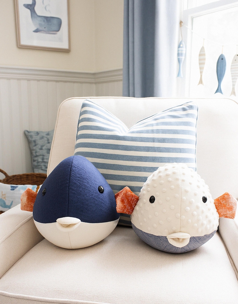Puffer Fish Sewing Pattern: DIY Soft Toy, Nautical Nursery Decor (PDF ...