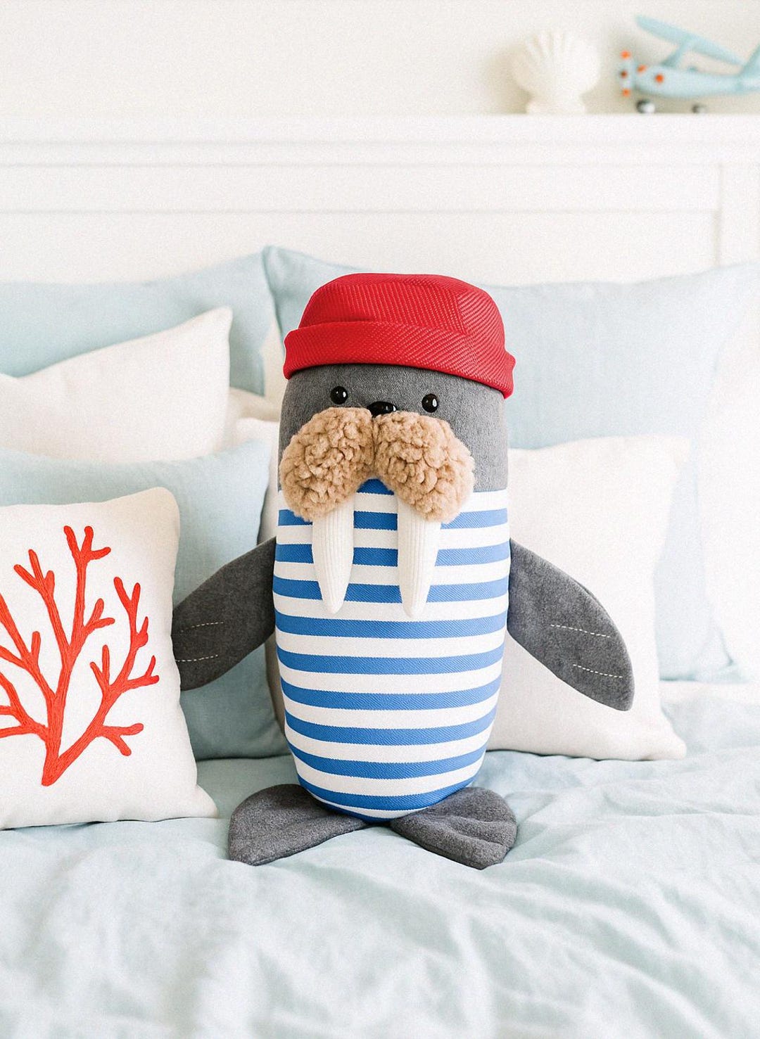 Sailor Walrus Soft Toy Sewing Pattern: DIY Nautical Nursery Decor (PDF ...