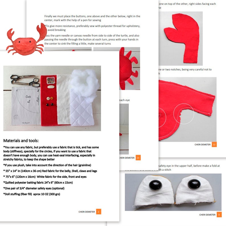 Crab Floor Pillow Sewing Pattern: DIY Nautical Nursery Decor (PDF ...