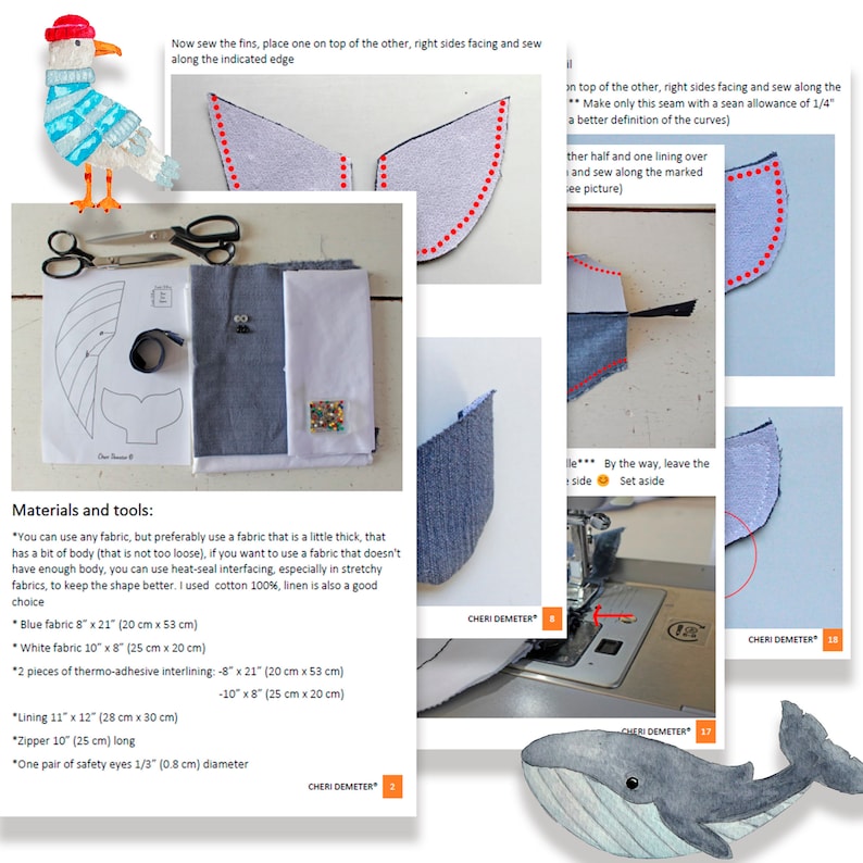 Whale Pencil Case Sewing Pattern: Zipper Pouch DIY (PDF Pattern) - Etsy