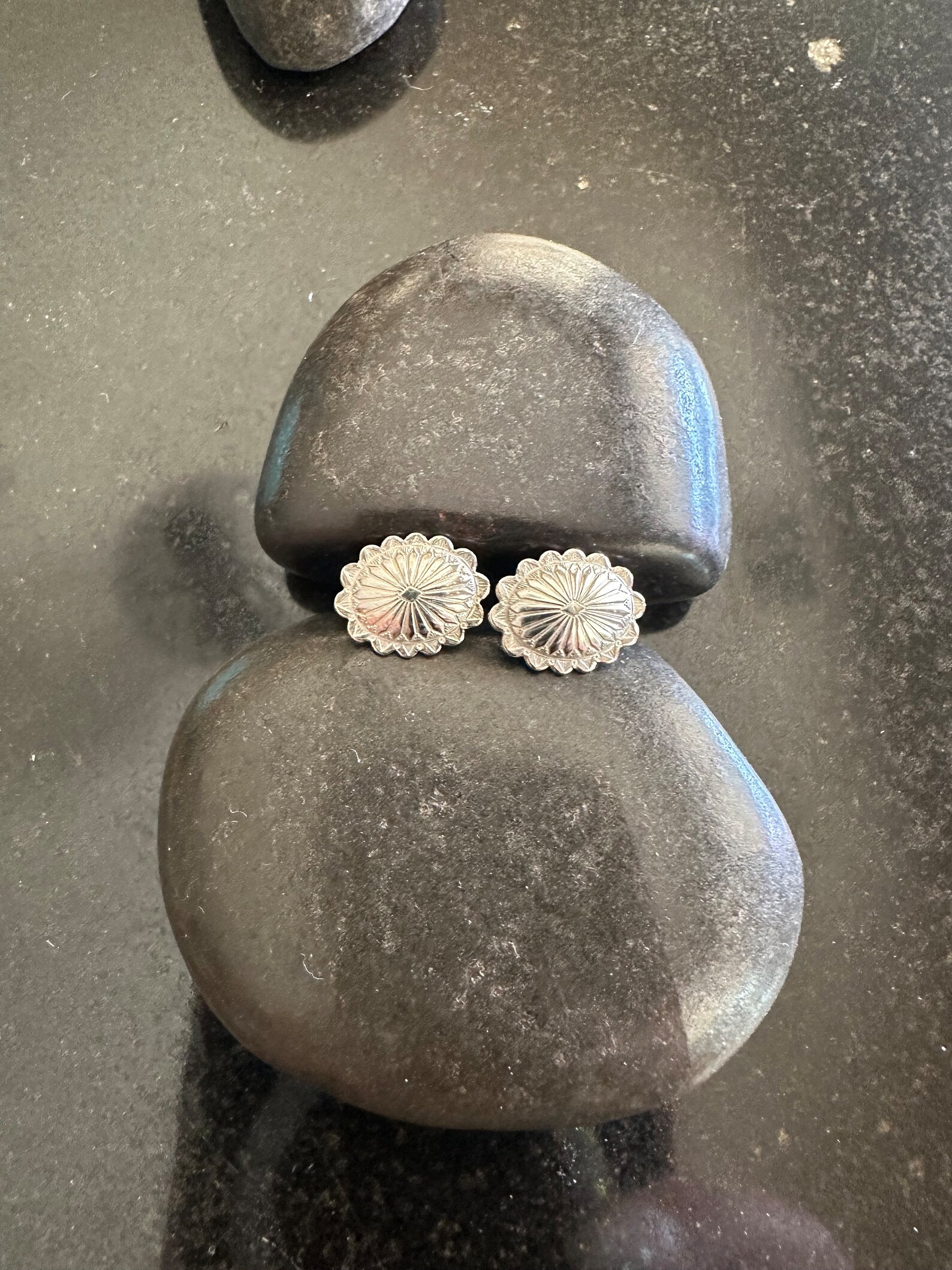 Sterling Silver Mini Oval Concho Earrings, .925 Post Earrings, Small ...
