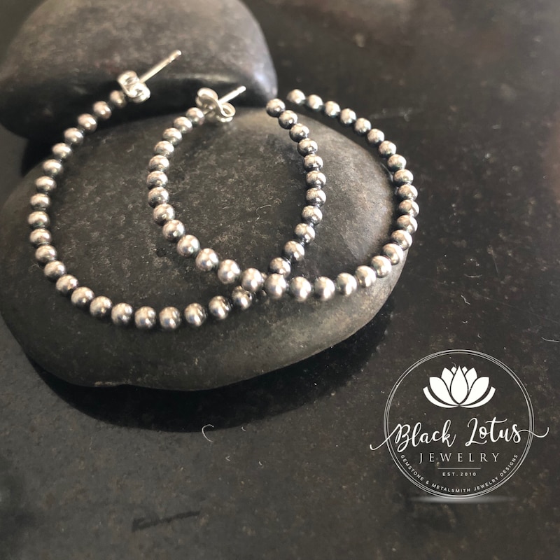 Large Silver Dot Hoops - Etsy