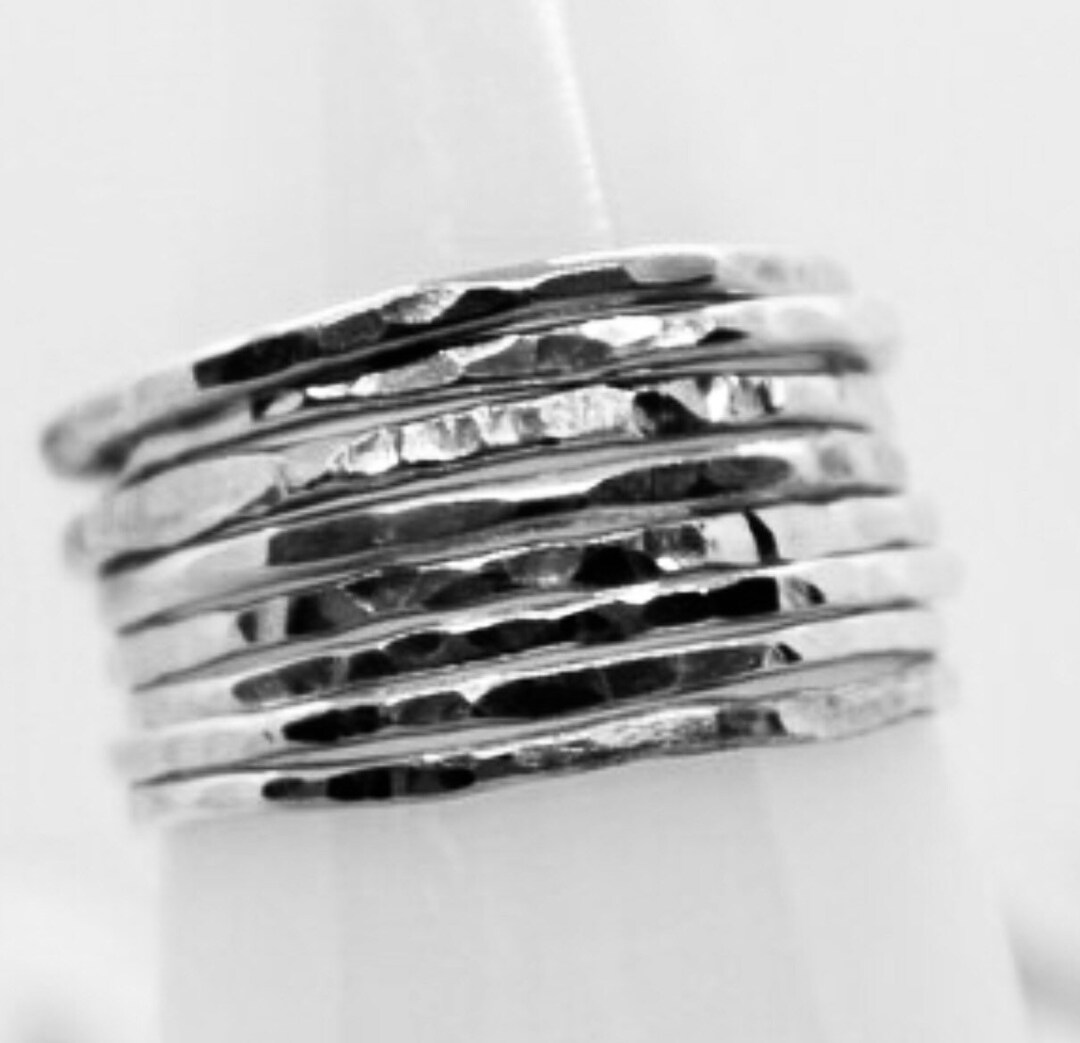 Thin Sterling Silver Hammered Stacking Ring, Stack Ring, Gift for Her ...