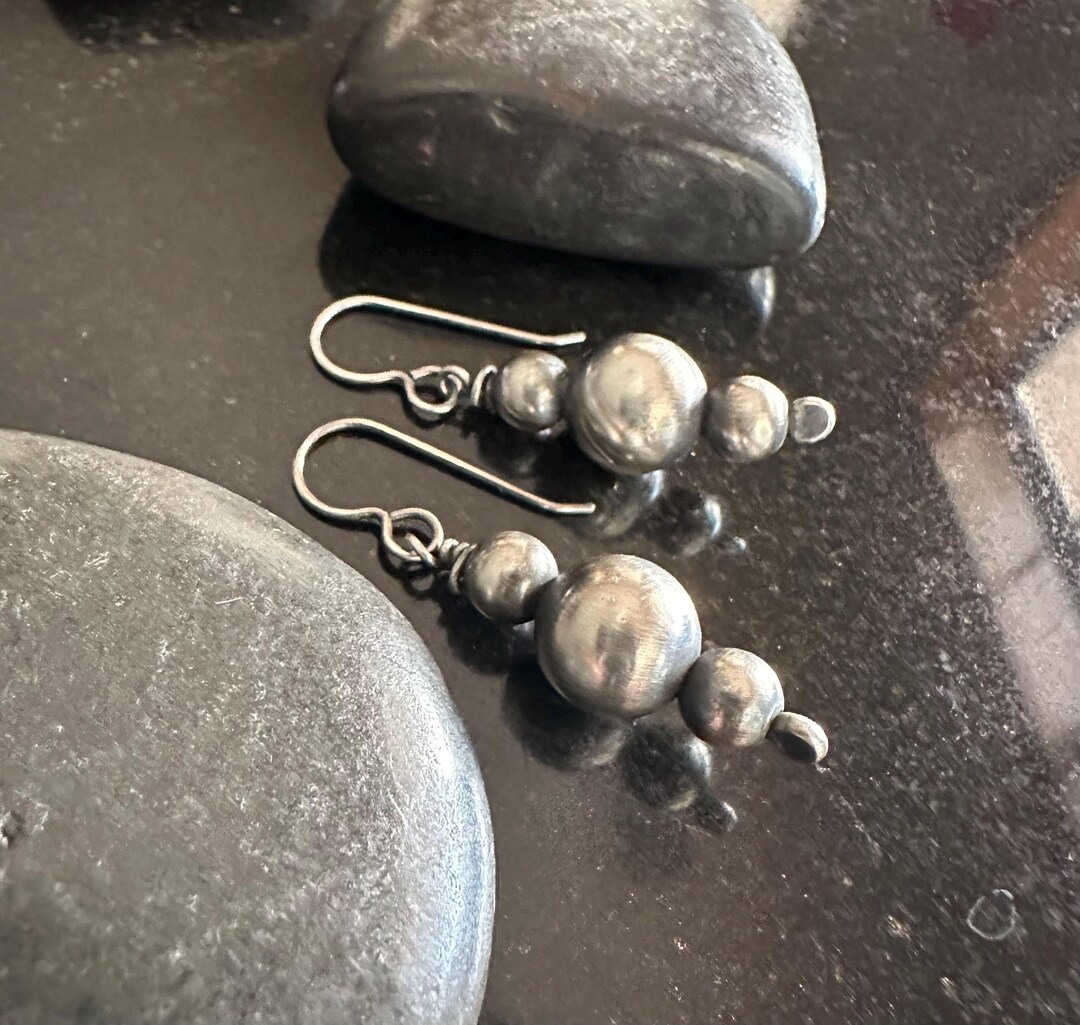 Large Navajo Pearl Stack Dangle Earrings, Southwestern, Metalsmith ...