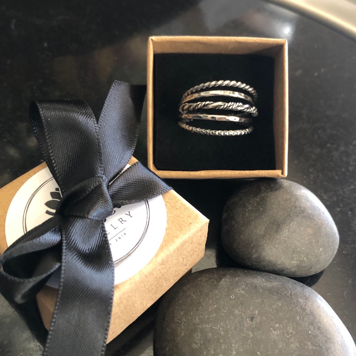 Set of 5 Sterling Silver Stacking Rings Boho Ring Set Stack - Etsy