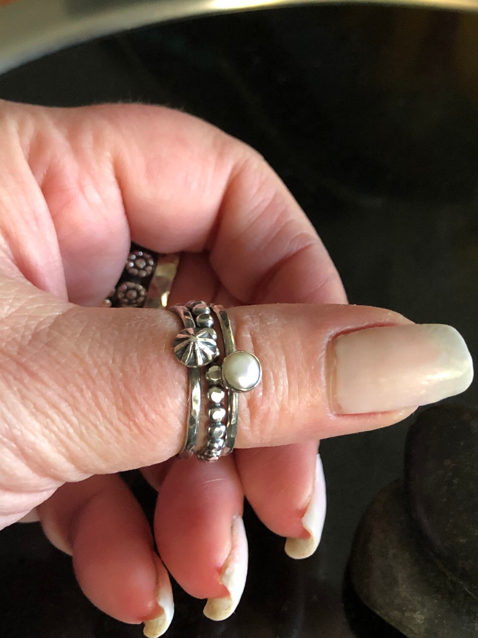 Freshwater Pearl Stacking Rings Set Shot Plate Star Ring | Etsy