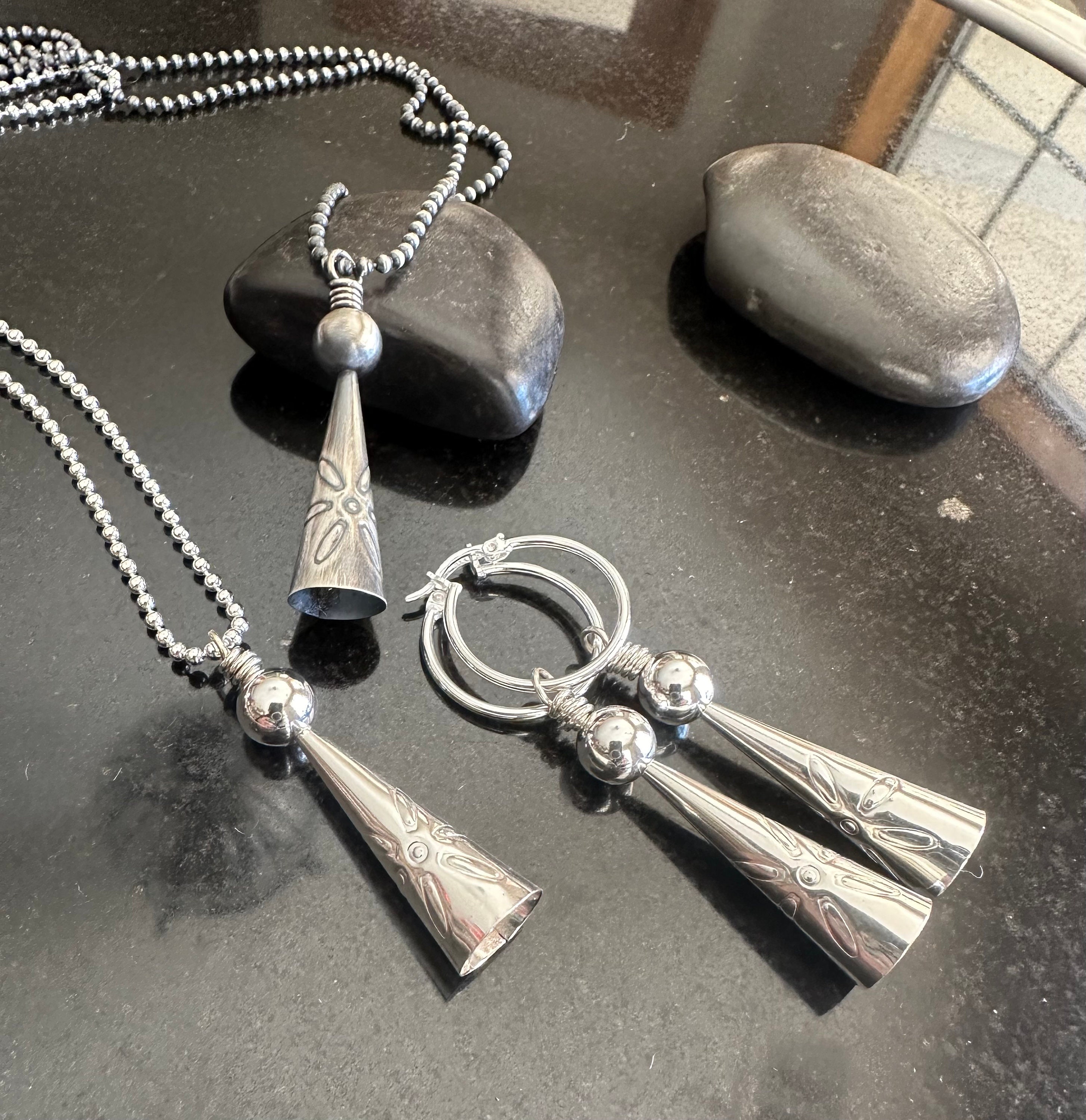 Sterling Silver Ball and Cone Necklace, 1700’s Native American Design ...