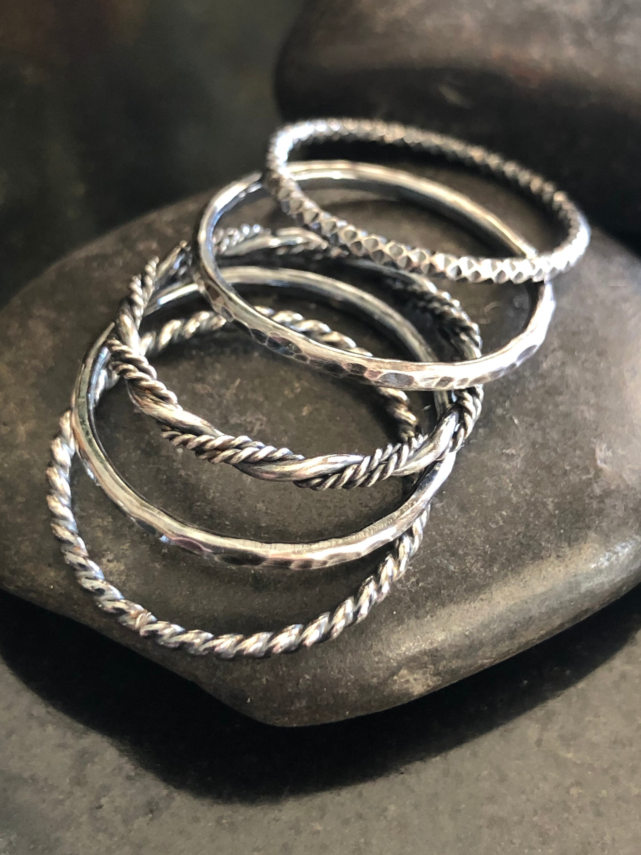 Set of 5 Sterling Silver Stacking Rings Boho Ring Set Stack - Etsy