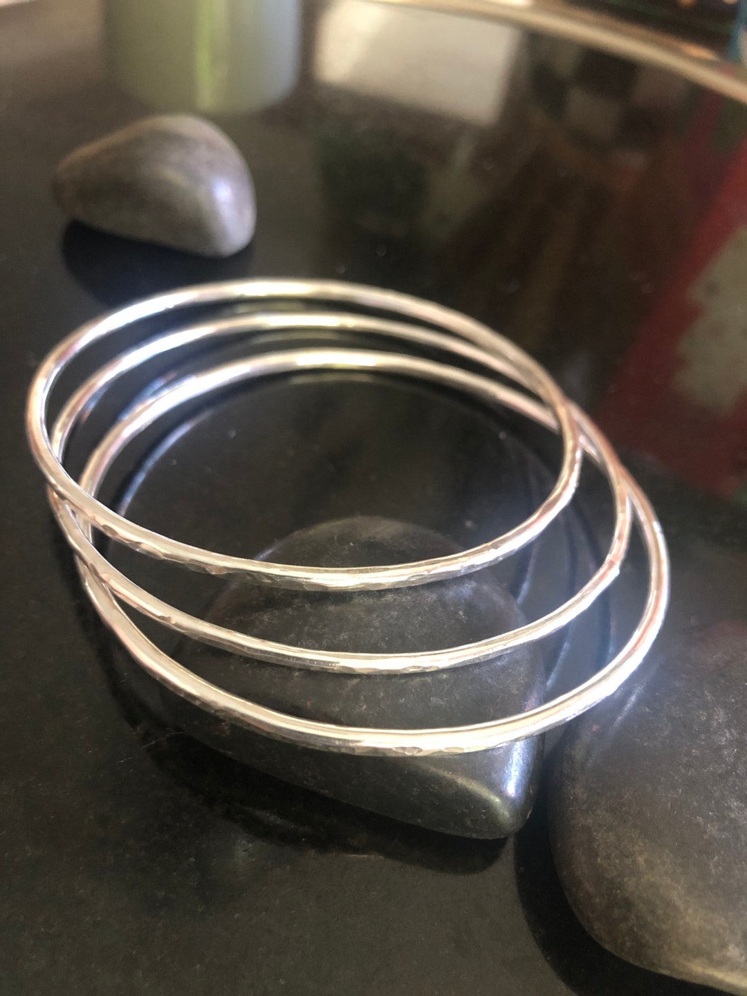 Set of 3 Bangles, Thick 10 Gauge Heavyweight Sterling Silver Bangle ...
