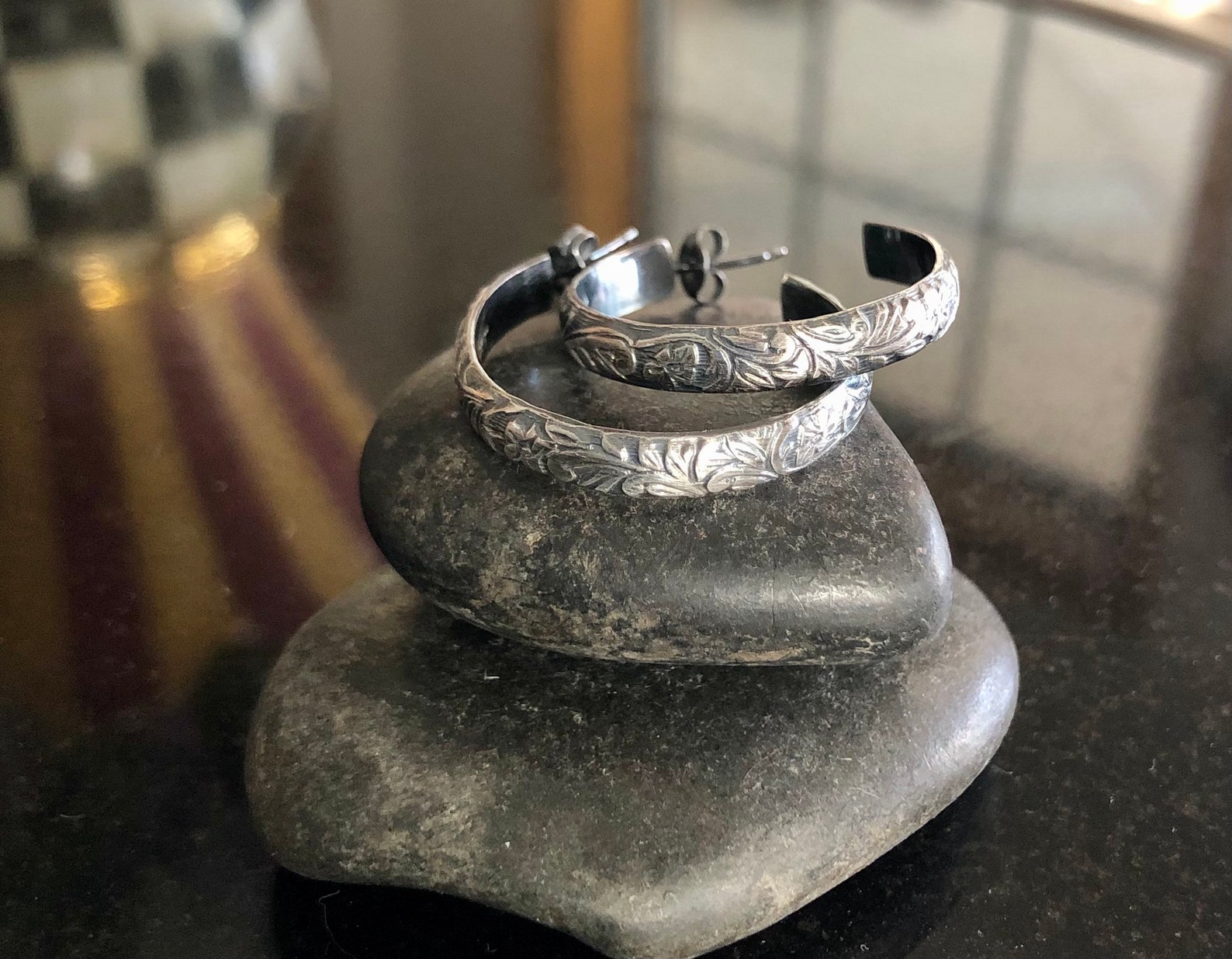 Sterling Silver Floral Post Hoop Earrings Hawaiian Style Hoop - Etsy