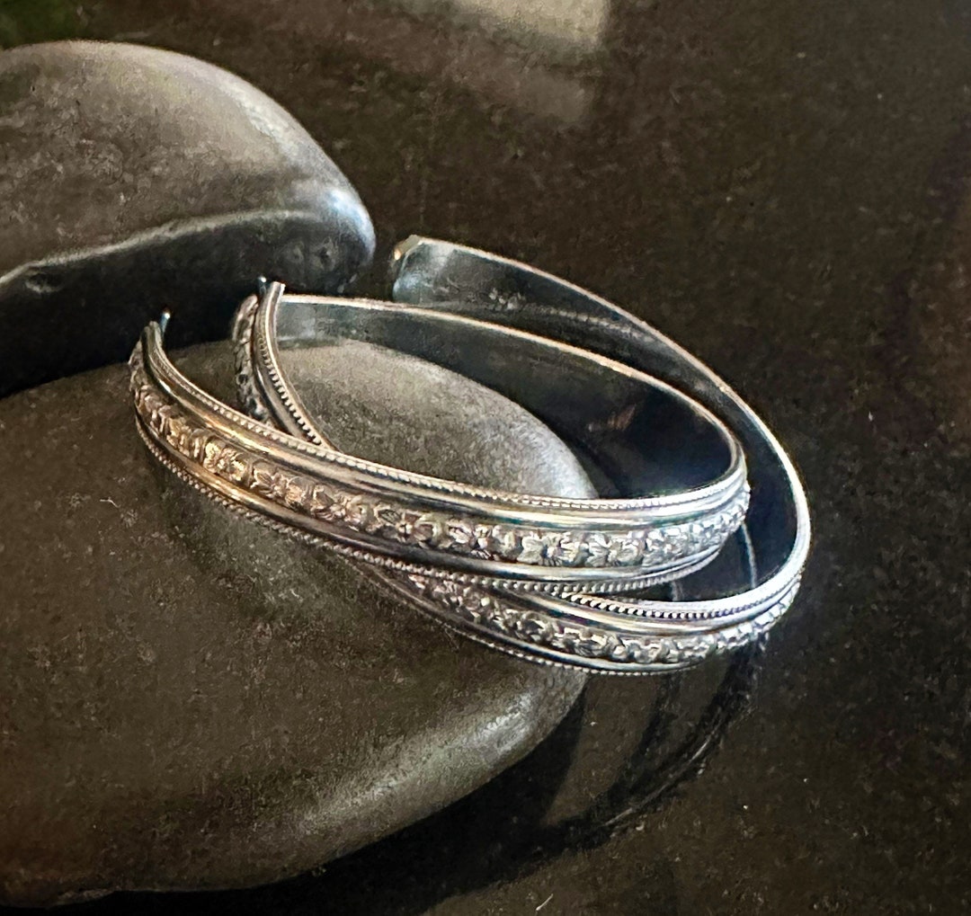 Sterling Silver Floral Post Hoop Earrings, Beaded Hawaiian Style Hoop ...