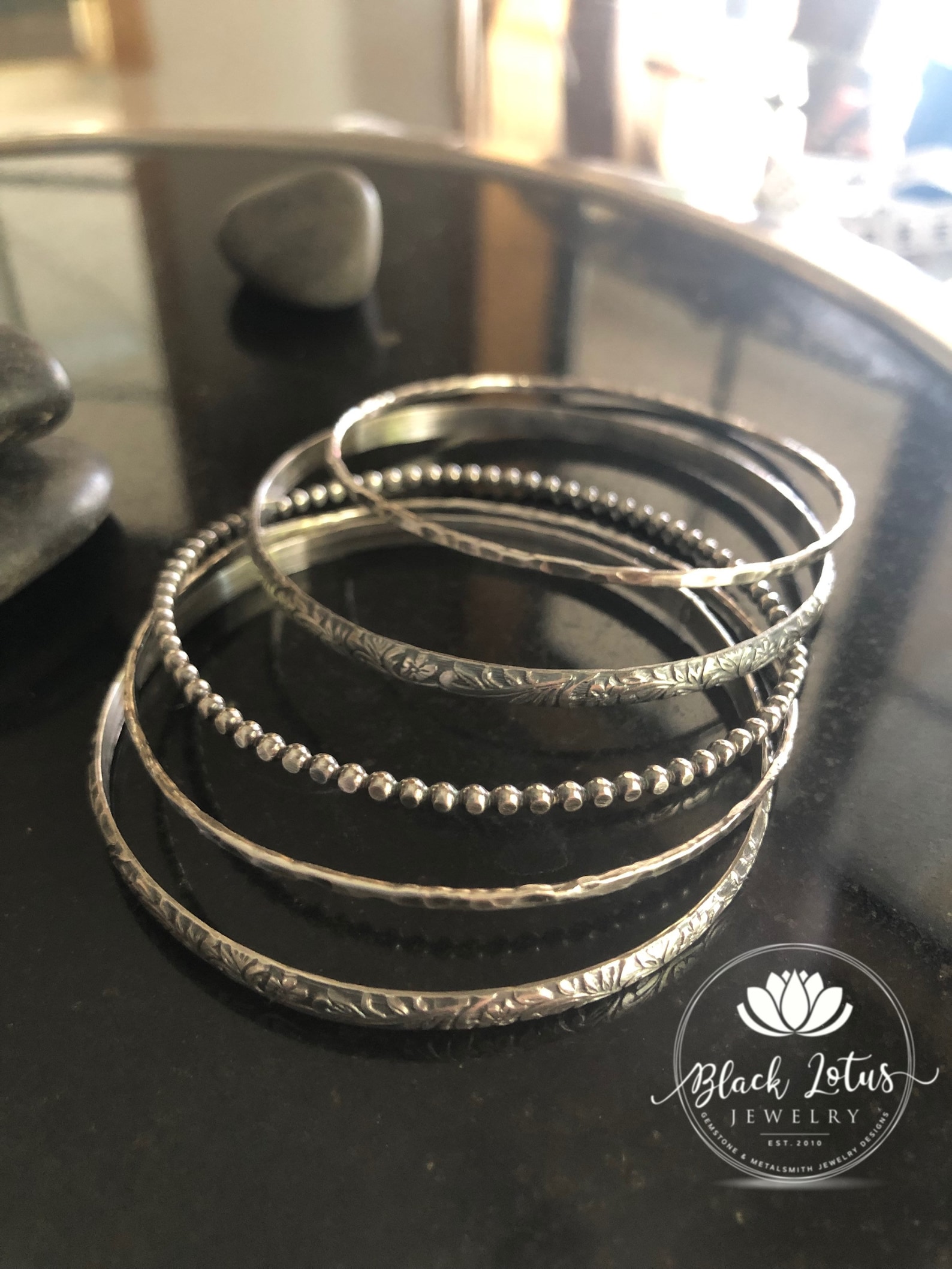 Sterling Silver Stacking Bangle Bracelets Pattern Bangle | Etsy