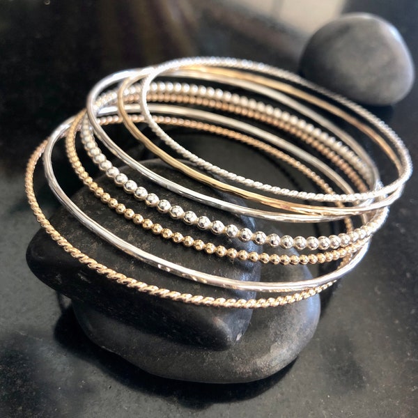 Mixed Metal Bangle - Etsy