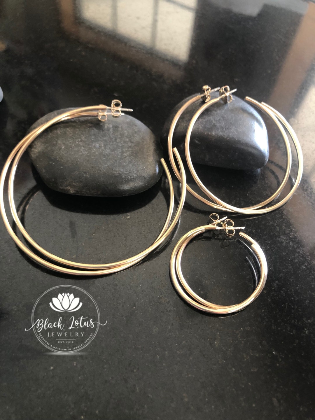 Classic Thin Gold Hoop Earrings, Post Back Hoop Earrings, Gold Filled ...