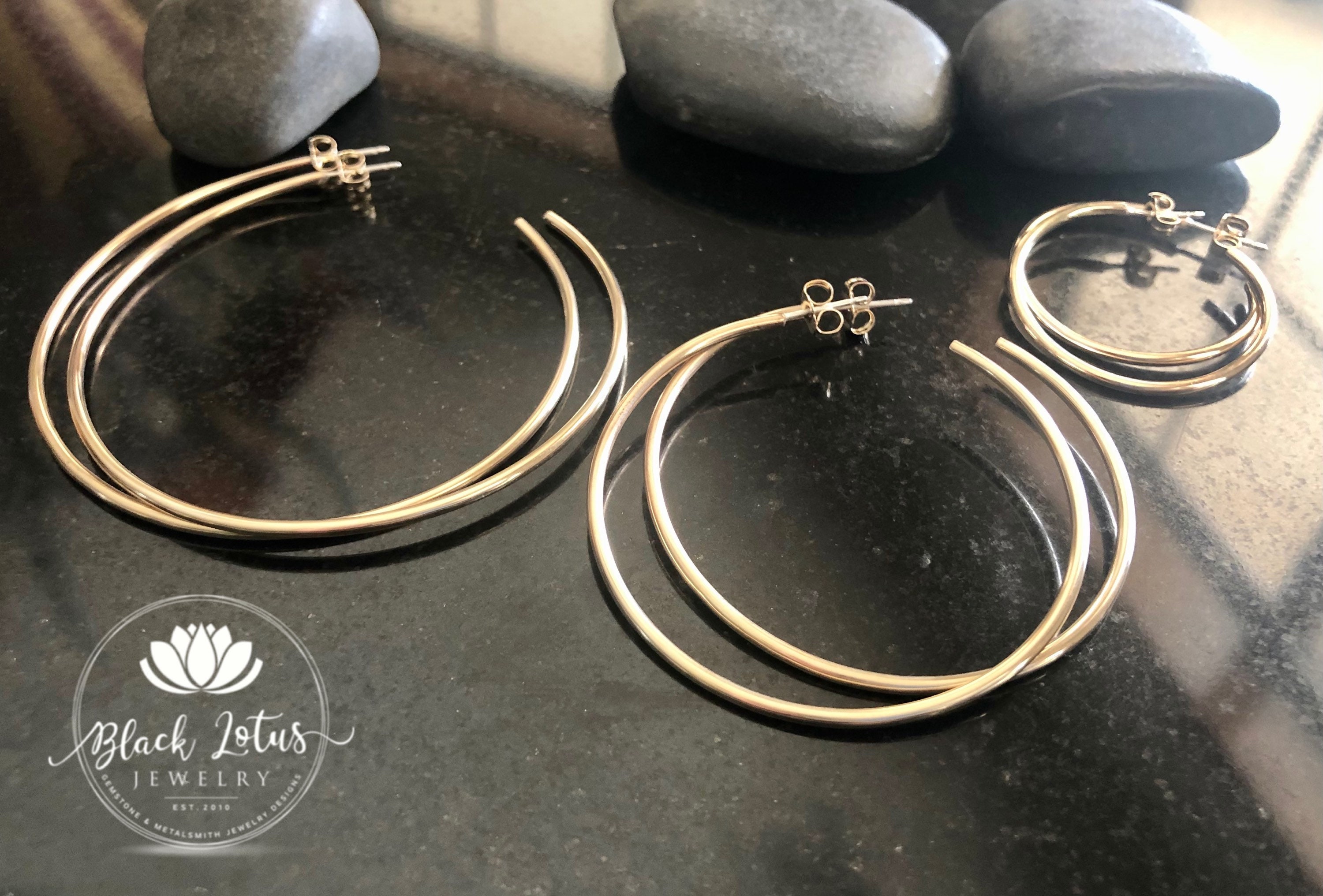 Classic Thin Gold Hoop Earrings, Post Back Hoop Earrings, Gold Filled ...