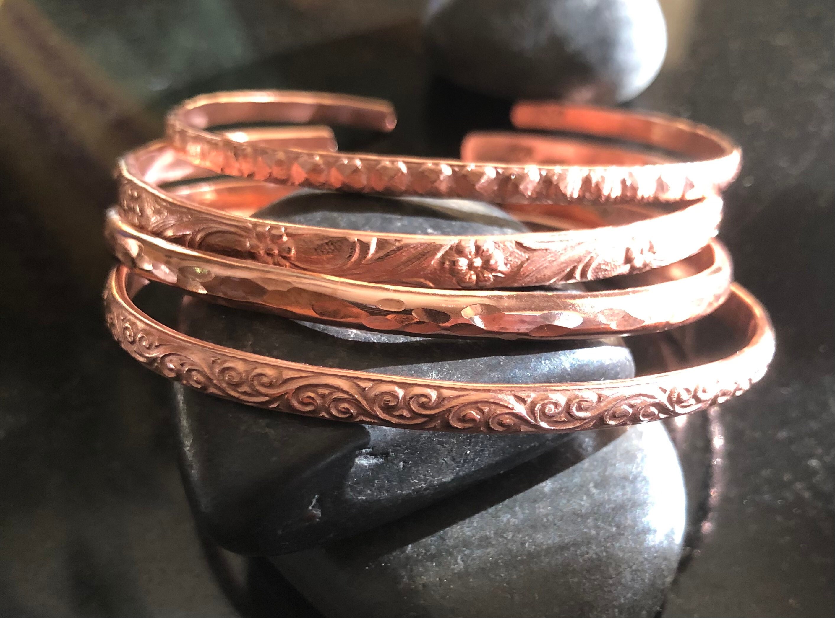 Simple Hammered Copper Cuff Bracelet, Adjustable Cuff, Stacking Cuff ...
