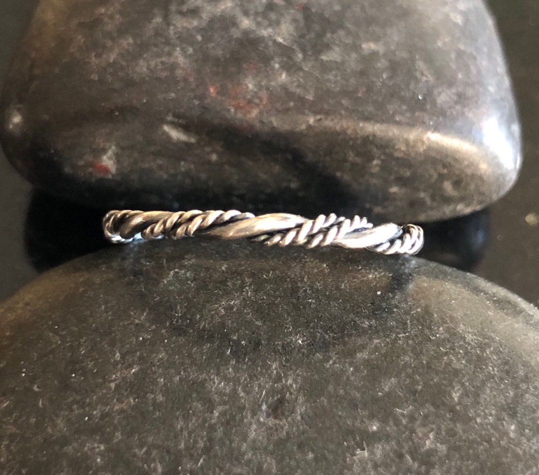 Sterling Silver Stacking Ring, Smooth and Twist Ring, Twist Sterling ...