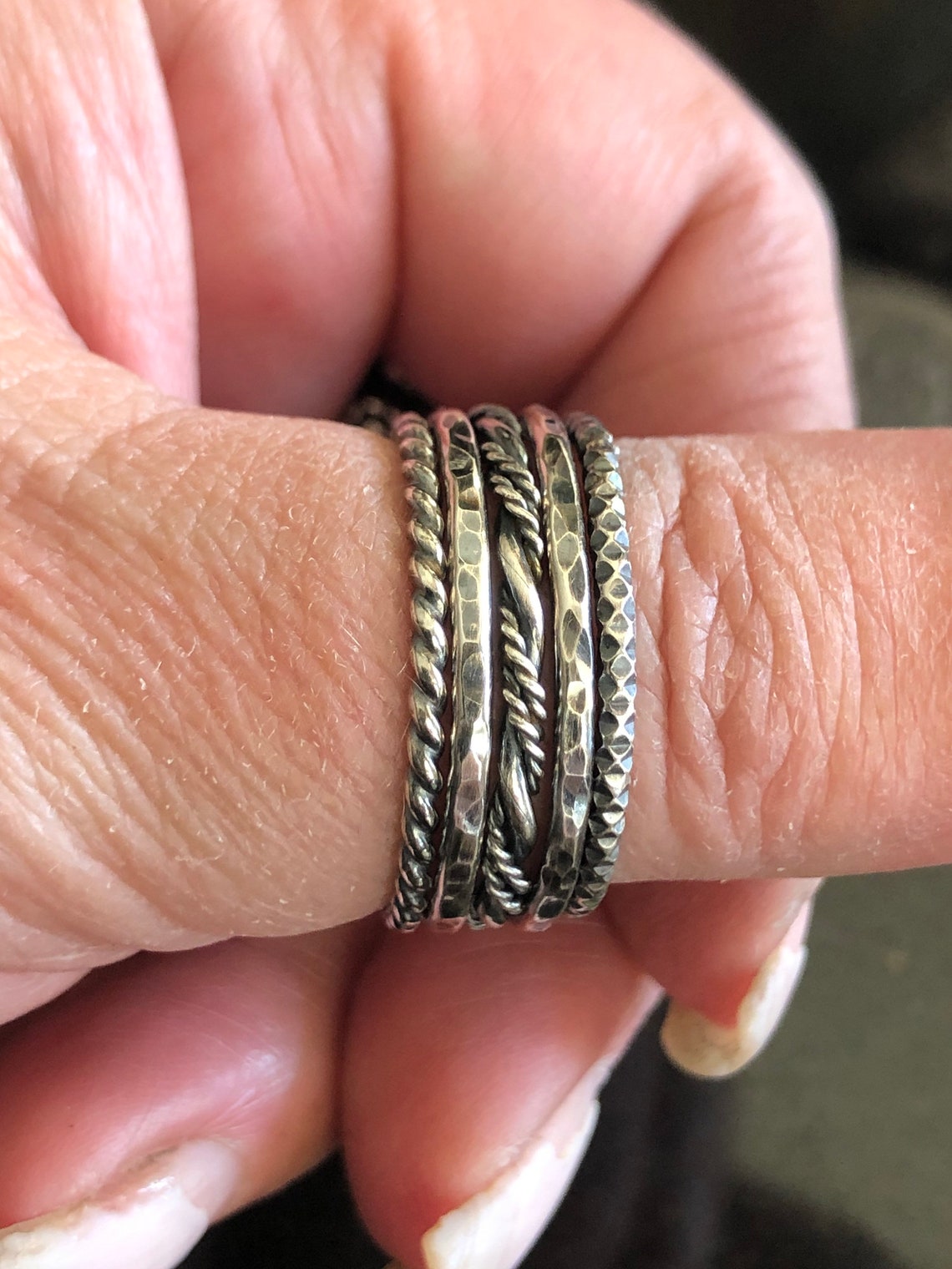 Set of 5 Sterling Silver Stacking Rings Boho Ring Set Stack - Etsy