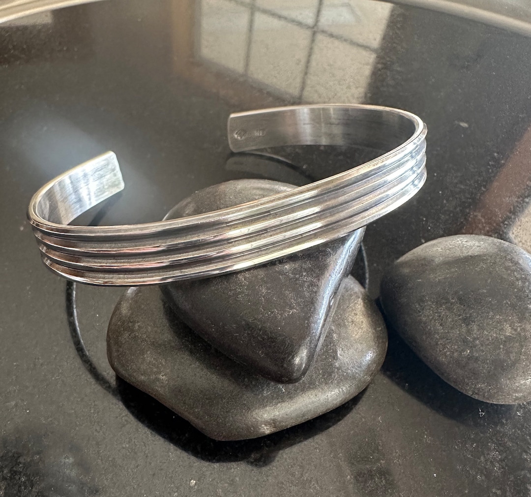Men’s Sterling Silver Cuff Bracelet, Adjustable Cuff, Thick Men’s ...