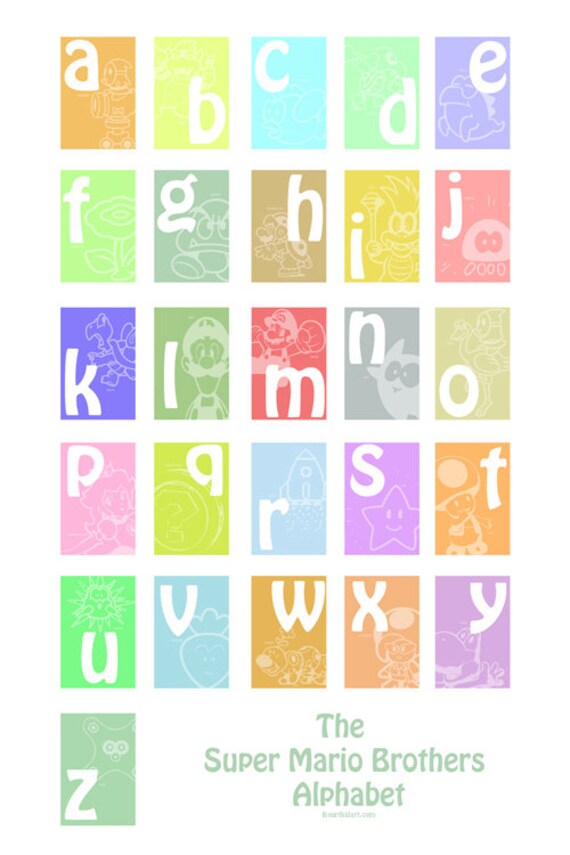 Super Mario Brother's Nintendo ABC Alphabet Room Decor - Etsy