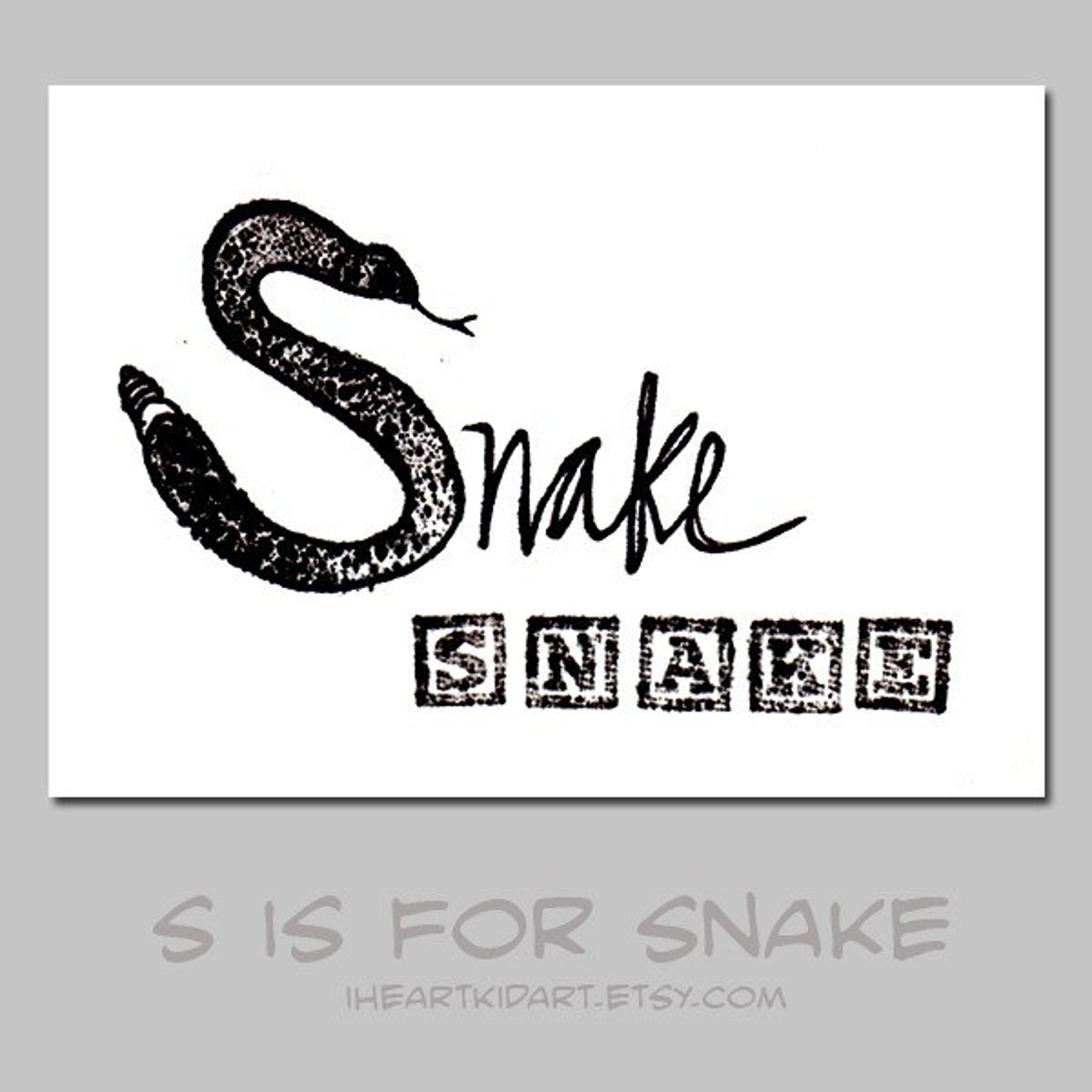 S is for Snake Animal ABC Alphabet Kid Art Print - Etsy