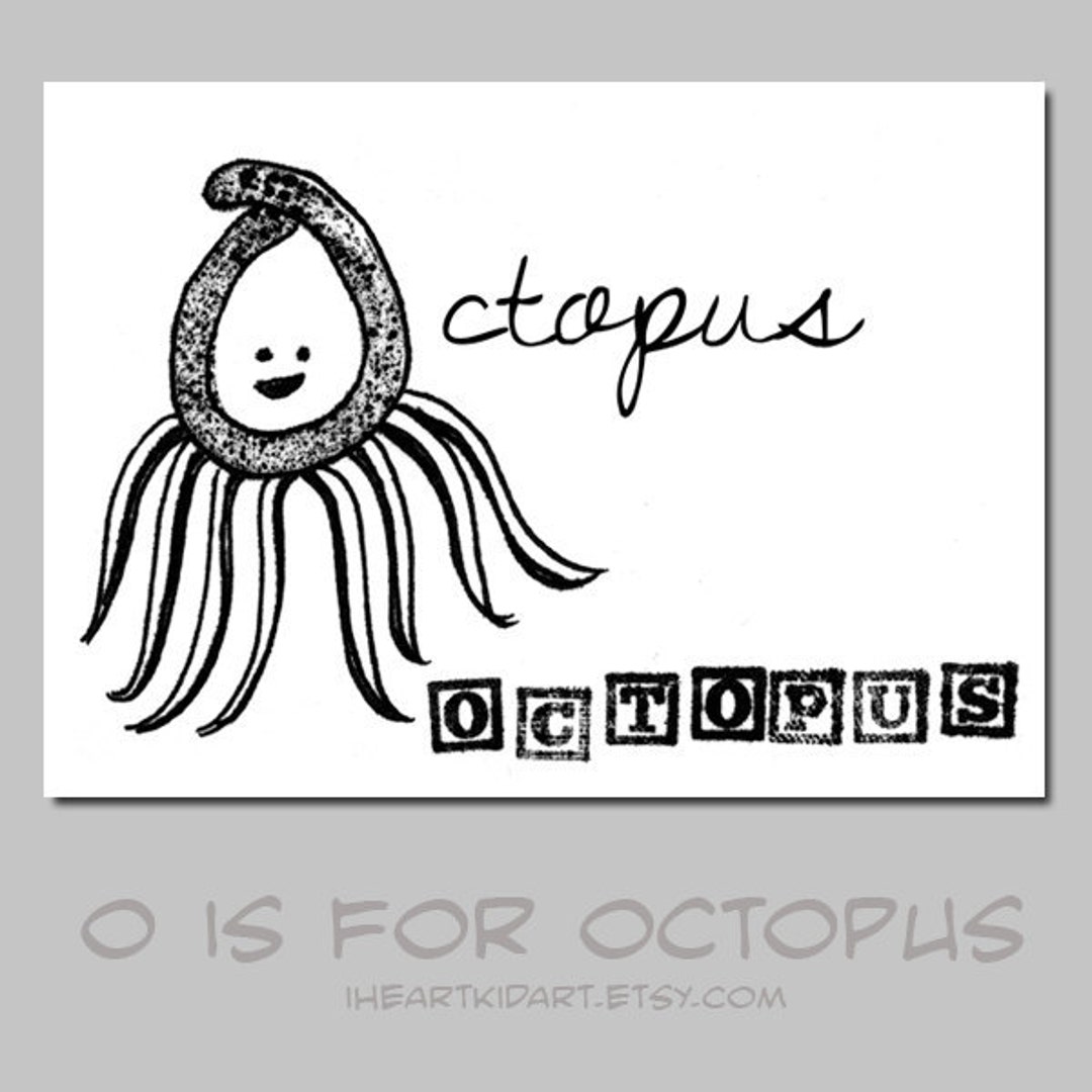 O is for Octopus Animal ABC Alphabet Kid Art Print - Etsy
