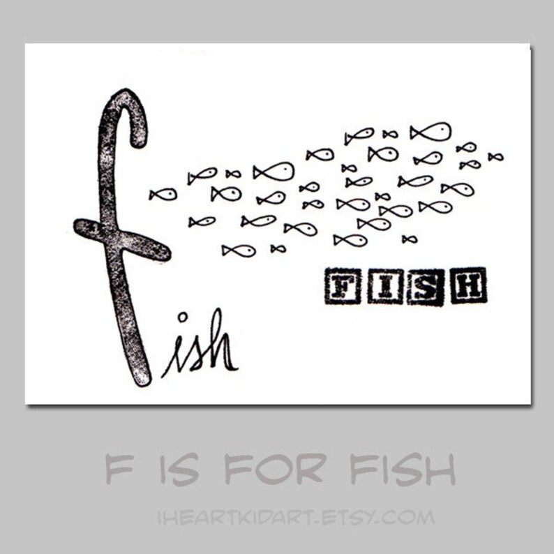 F is for Fish Animal ABC Alphabet Kid Art Print - Etsy