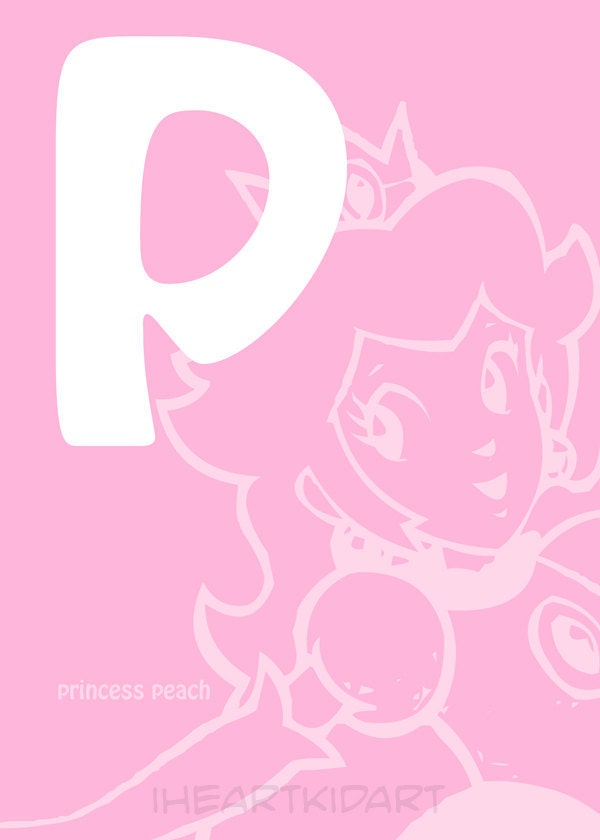 Letter P Princess Peach Mario Brothers ABC Alfabetletters - Etsy Nederland