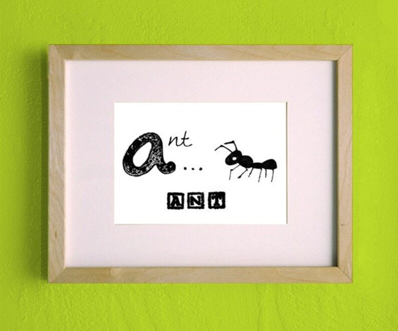 A is for Ant Animal ABC Alphabet Kid Art Print - Etsy